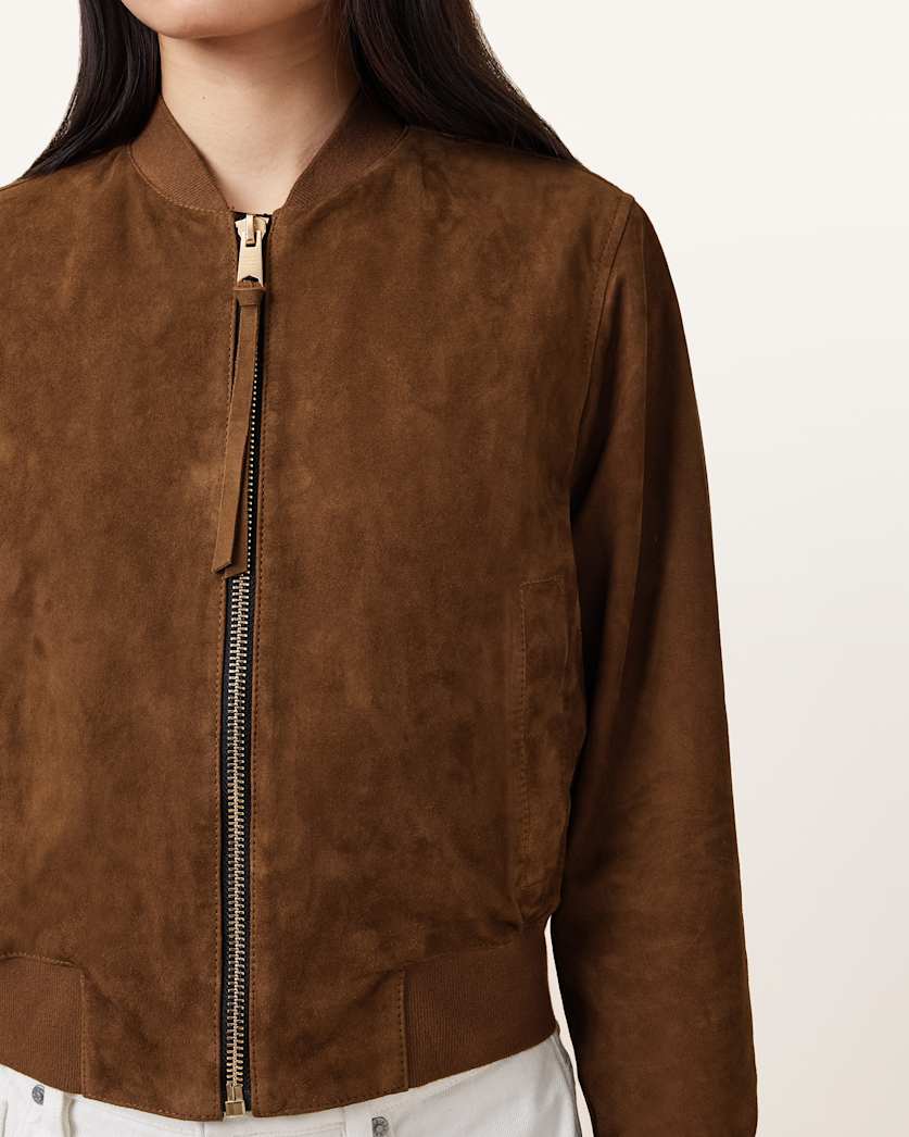 Orten Suede Bomber Jacket COGNAC BROWN | ALLSAINTS